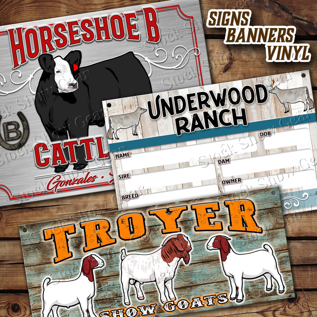 Stock Show Gear Livestock Signs-Vinyl-Banners