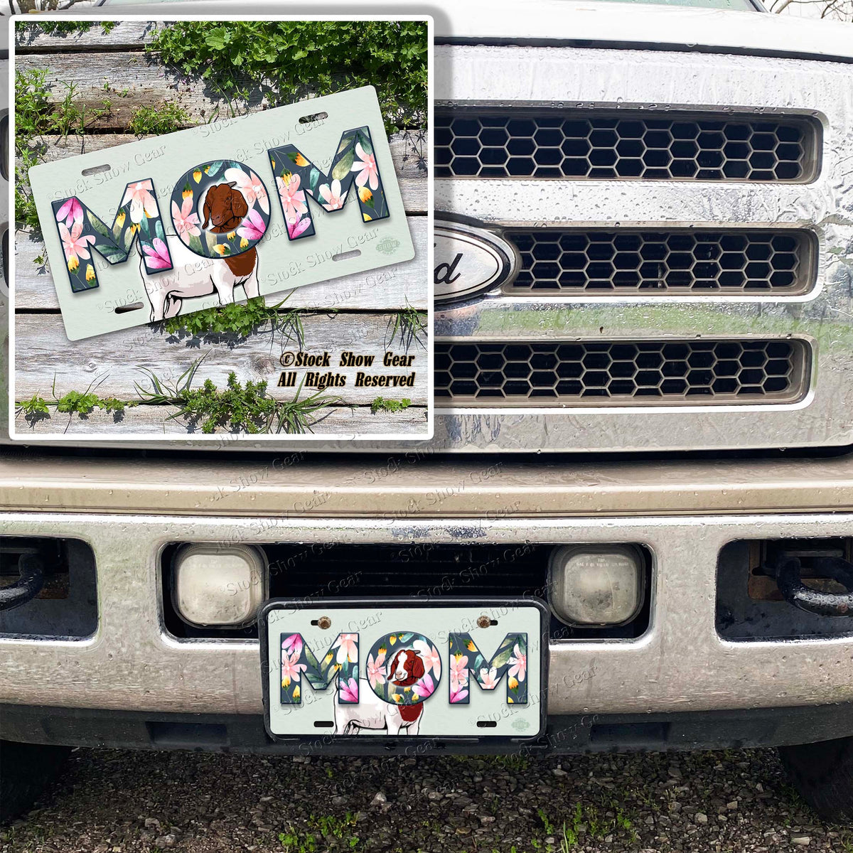 Boer Goat Show Mom Starwood License Plate Designs – Stock Show Gear