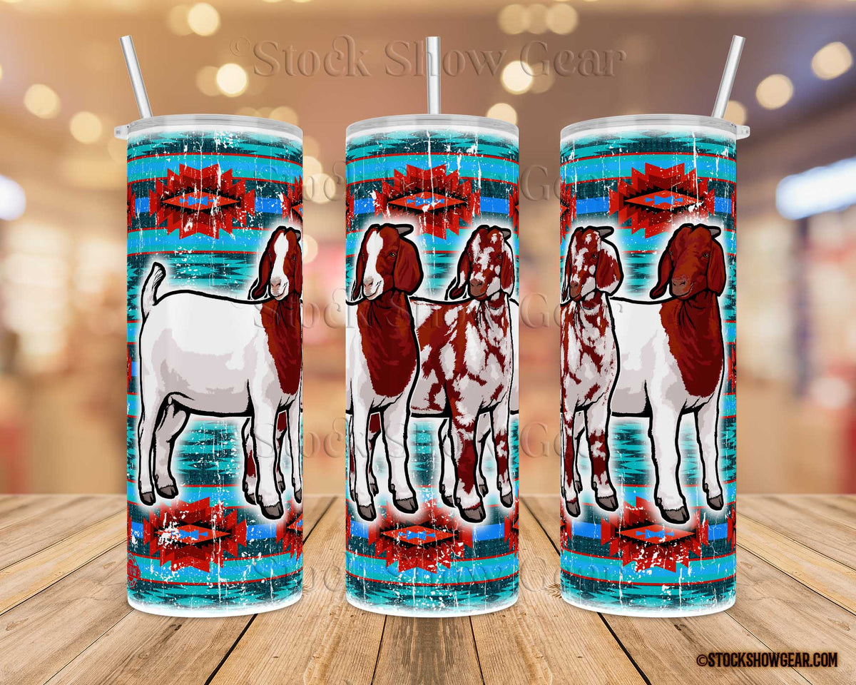 Boer Goats "Red/Teal Aztec" Tumblers – Stock Show Gear