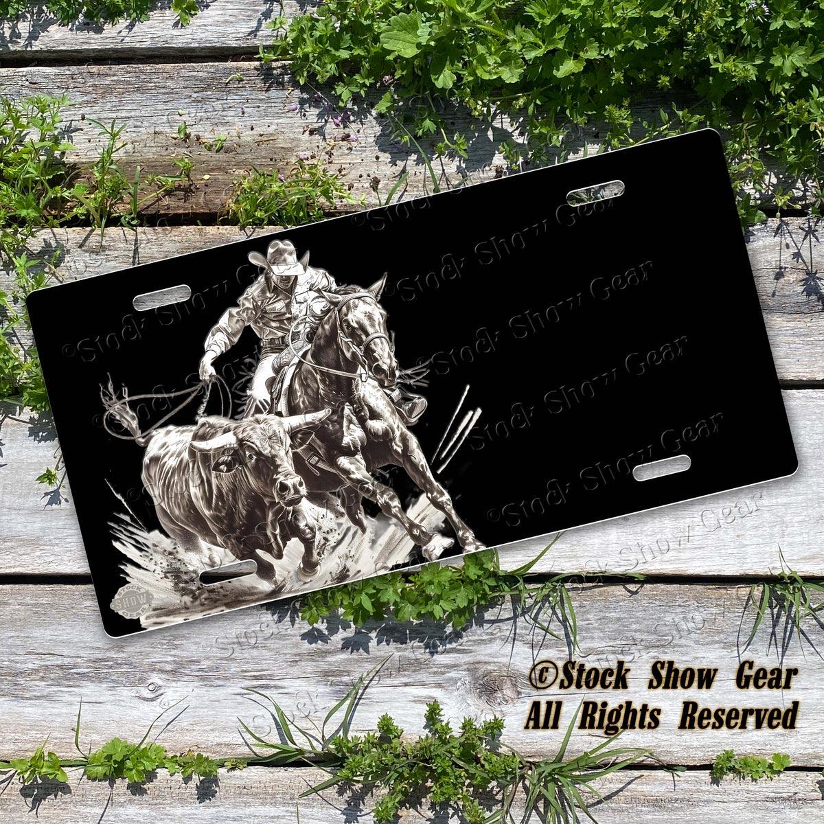 Cattle Roping Cowboy License Plate Designs – Stock Show Gear