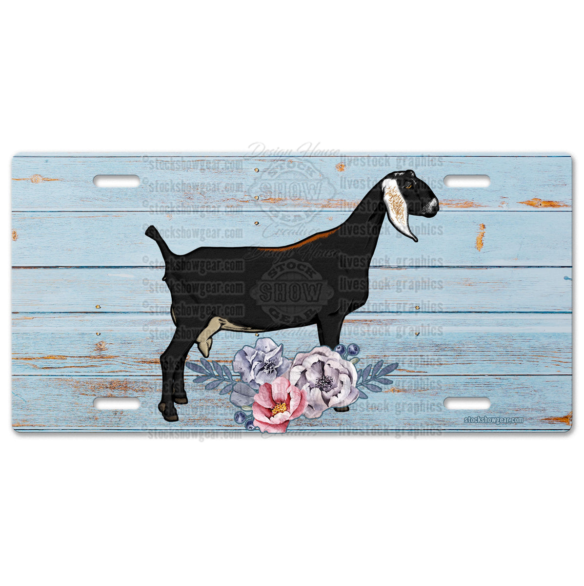 Dairy Goat Soft Blue Floral License Plates – Stock Show Gear