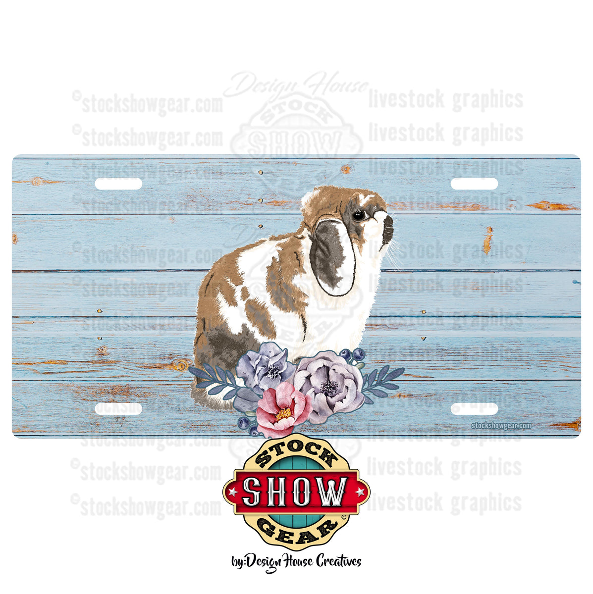 Rabbit Soft Blue Floral License Plate – Stock Show Gear