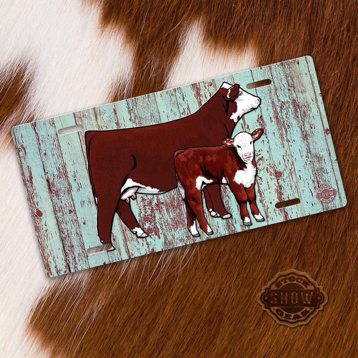 Red Hereford Cow-Calf License Plate Designs – Stock Show Gear